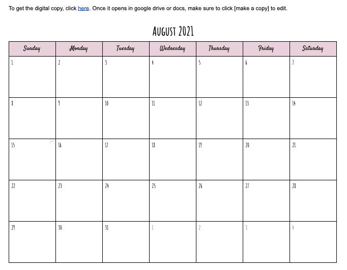 2021-2022 Digital Calendar - Etsy