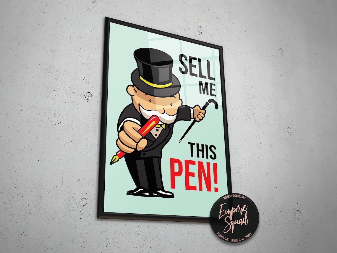 Sell Me This Pen Motivational Printable ArtDigital | Etsy