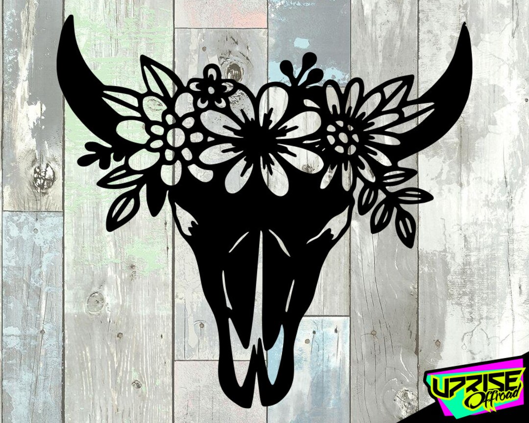 Floral Steer Skull - Sticker / Window Stickers / Custom Decals - Etsy
