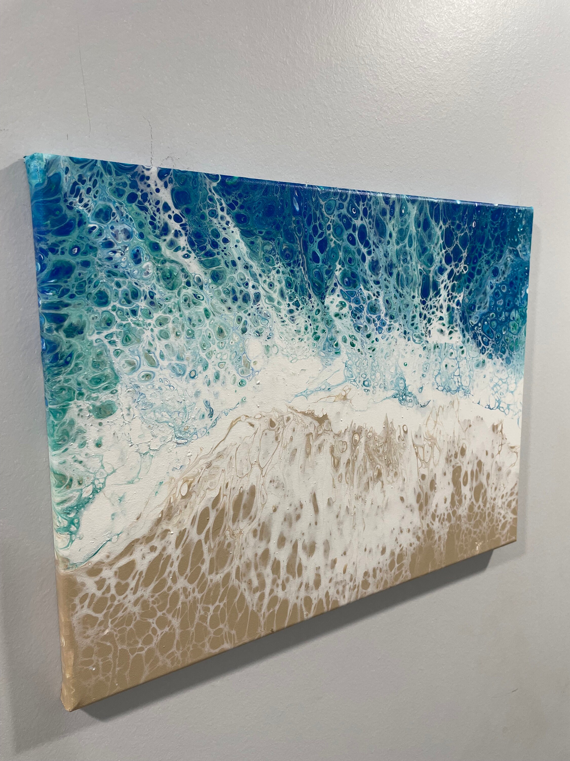 Painting waves of the Ocean Canvas 12in X 16in . Acrylic Paints. Wall ...