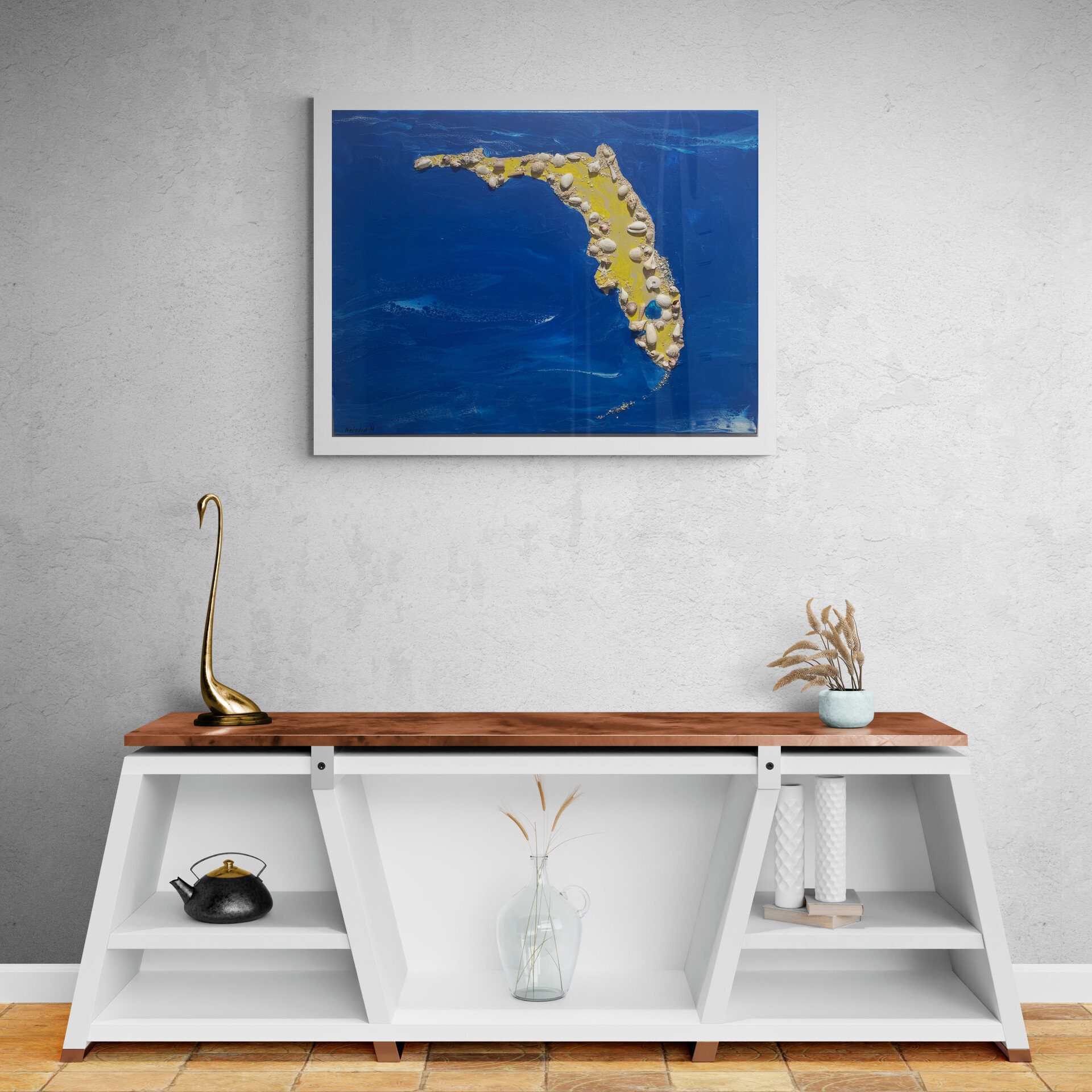 Florida Map. ART Original .beach Painting Florida Abstract Art. ART on ...