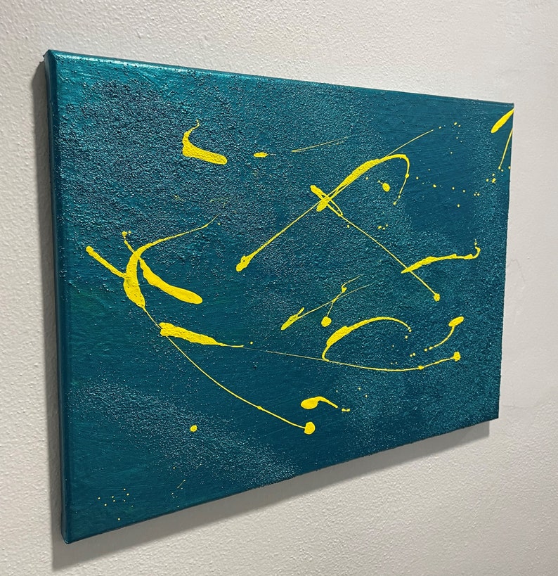 Original Blue Abstract Painting: Textured Modern Wall Art (11x14 Inches ...