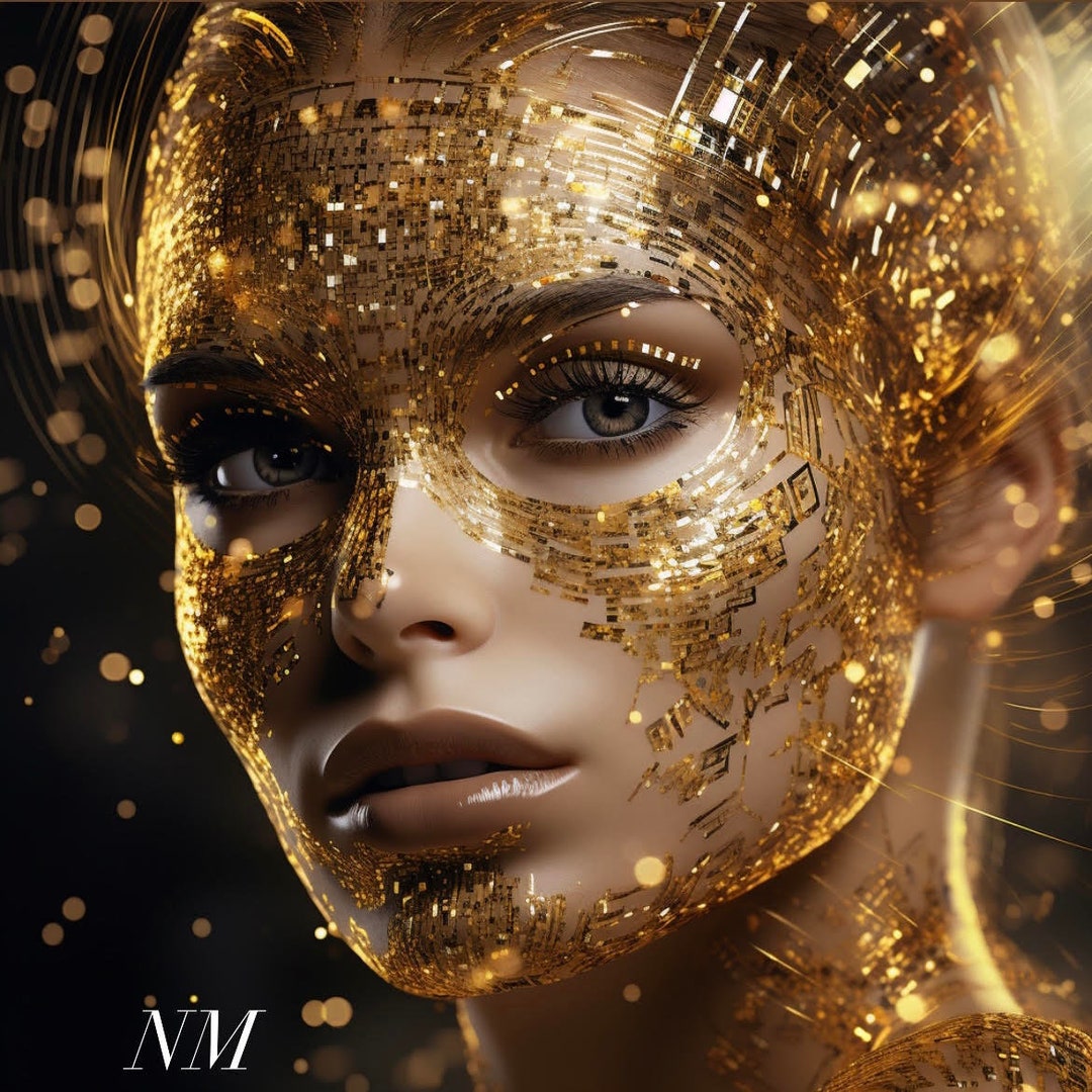 Gold Leaf Woman Face Art Print: Modern Salon Decor (digital Download ...