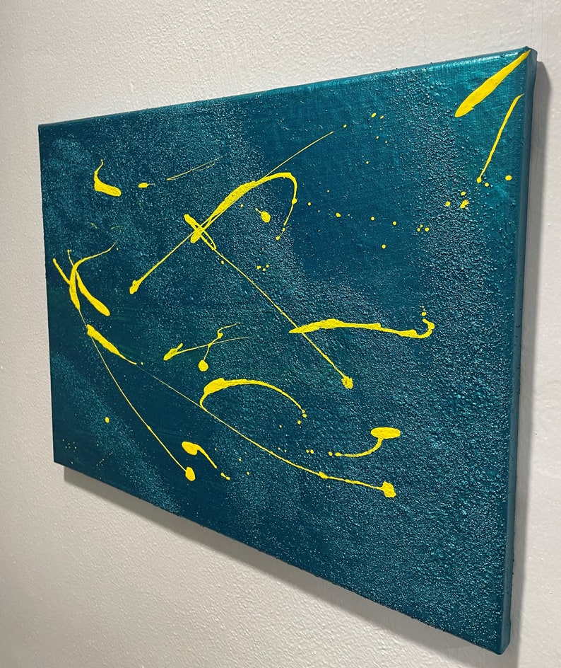 Original Blue Abstract Painting: Textured Modern Wall Art (11x14 Inches ...