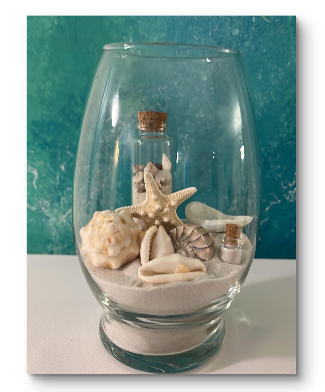 Coastal Beach Decor – Siesta Key Sand & Seashell Glass Vase, Home Decor ...