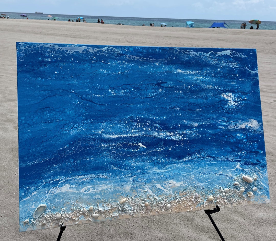 Original Sea Infinity Mixed Media Painting. Canvas Size 24in X36 In ...