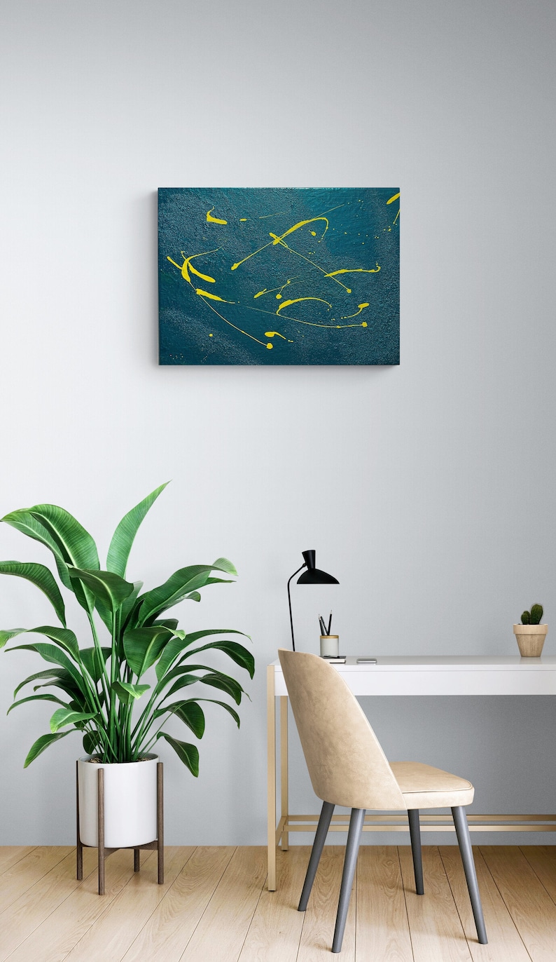 Original Blue Abstract Painting: Textured Modern Wall Art (11x14 Inches ...