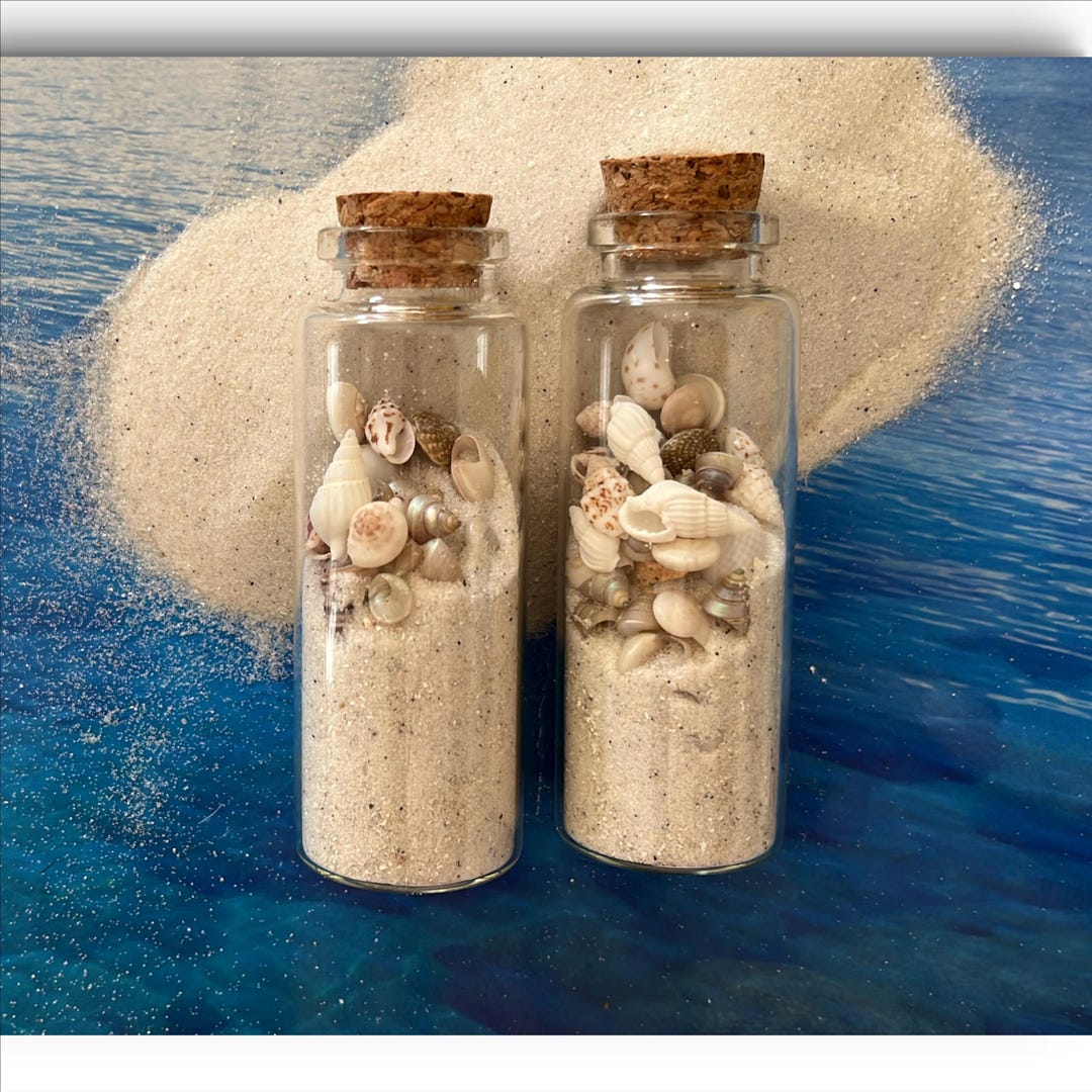 Set of 2 Glass Bottles With Sand Siesta Key Beach and Shells. Home ...