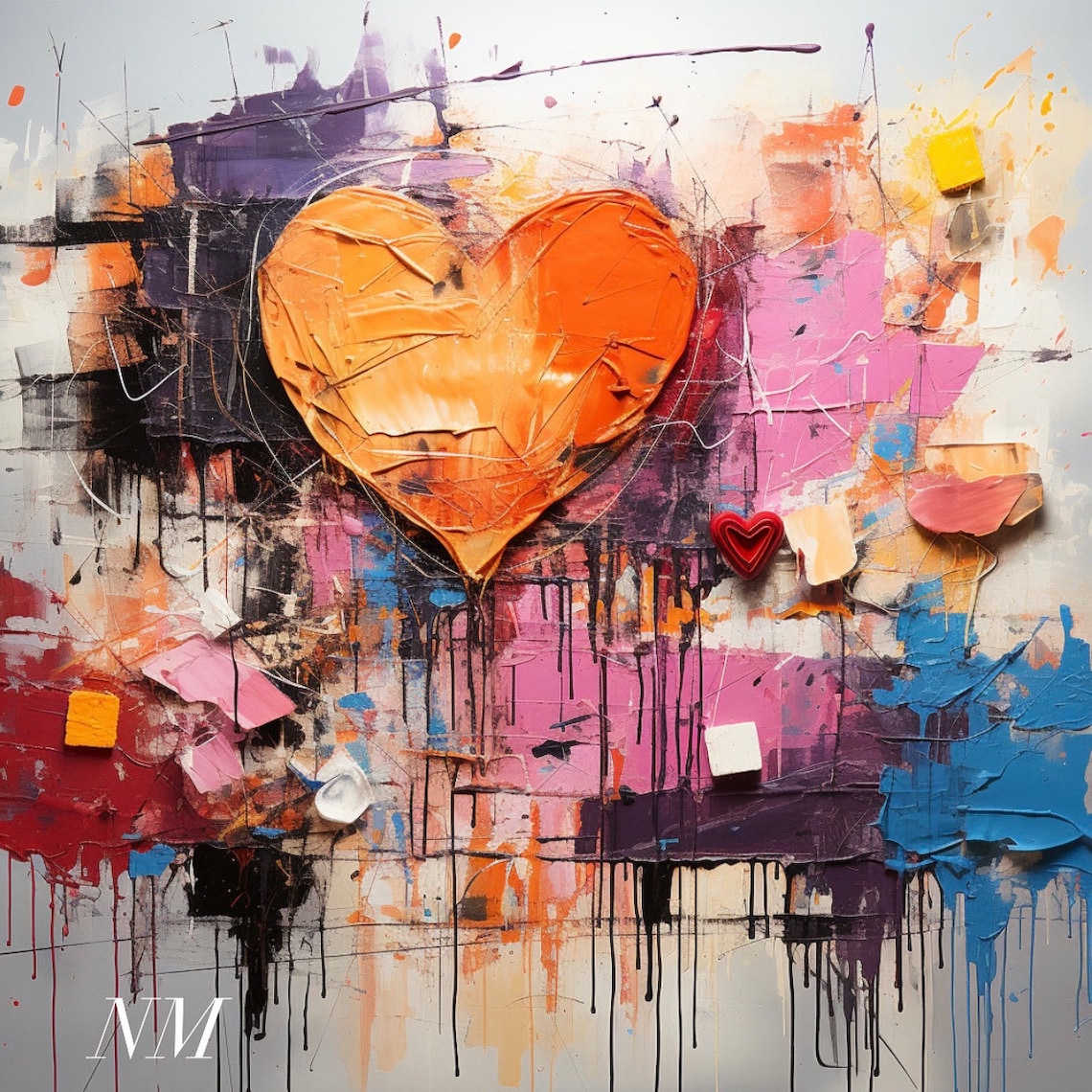 Heart Art Wall Abstract Heart ART Print. Print Home Decor Wall Decor ...