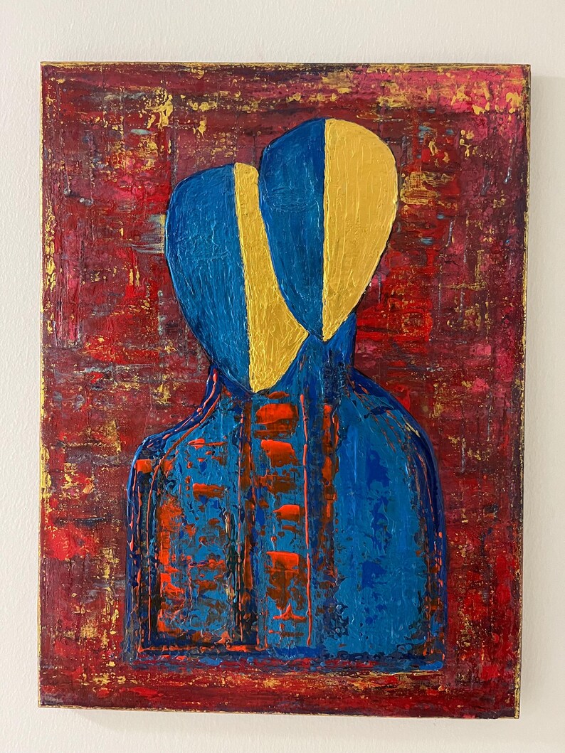 Fusion of Souls: Abstract People Portrait, Textured Acrylic Painting - Etsy