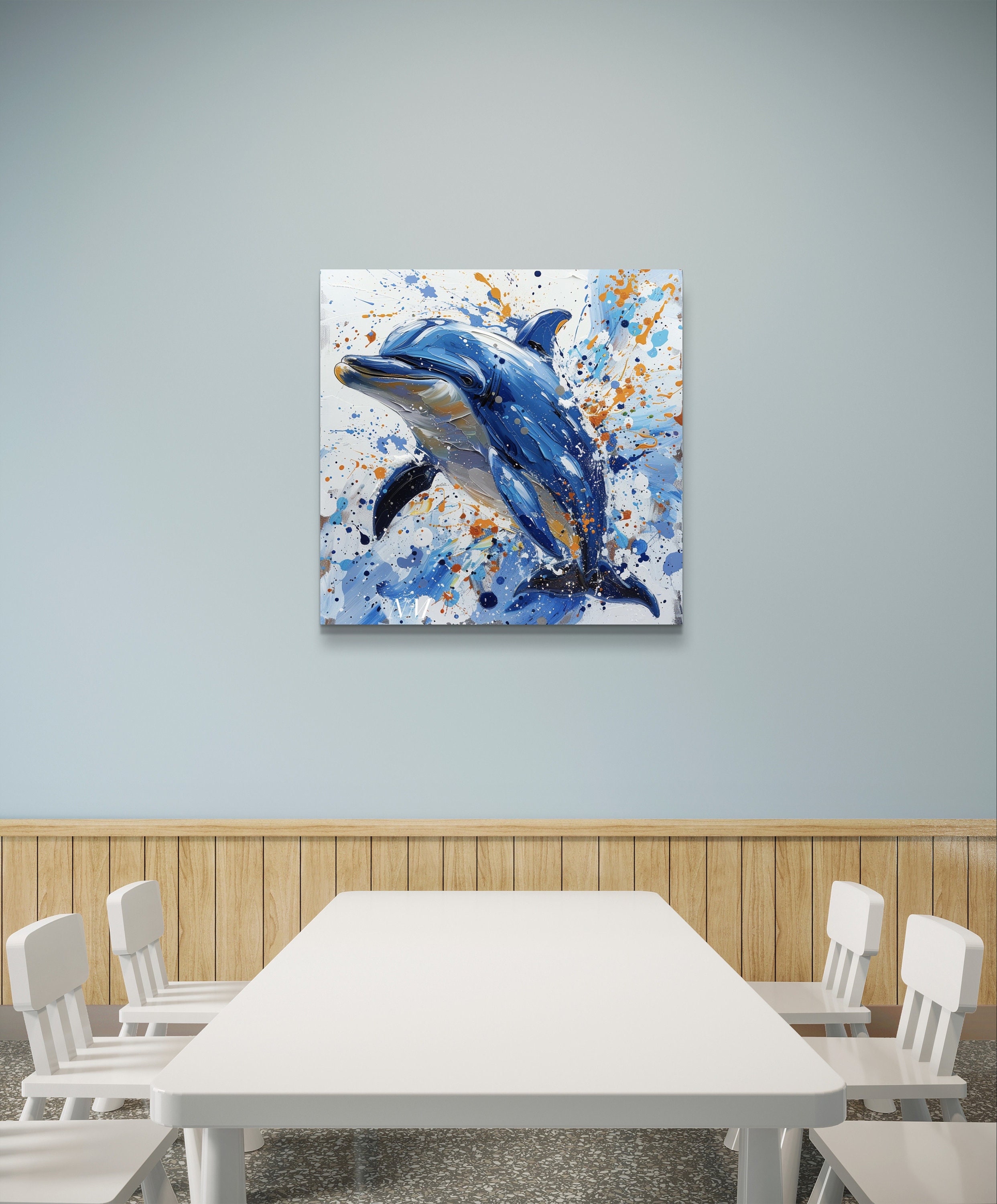 Children Dolphin Poster Art .colorful ART Print. Print Home Decor Wall ...
