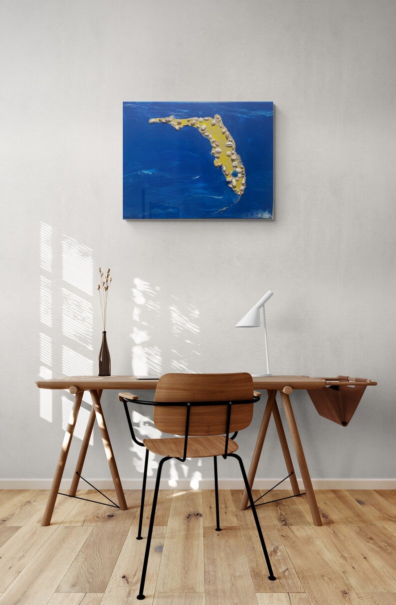 Florida Map. ART Original .beach Painting Florida Abstract Art. ART on ...