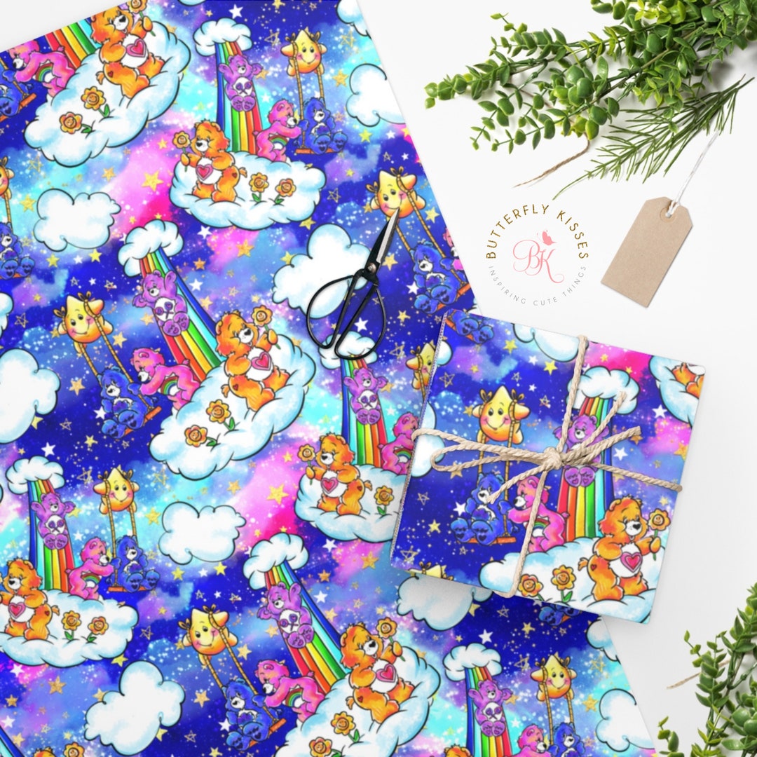 Care Bears-rainbows-clouds-starry Skies-gift-wrapping Paper - Etsy