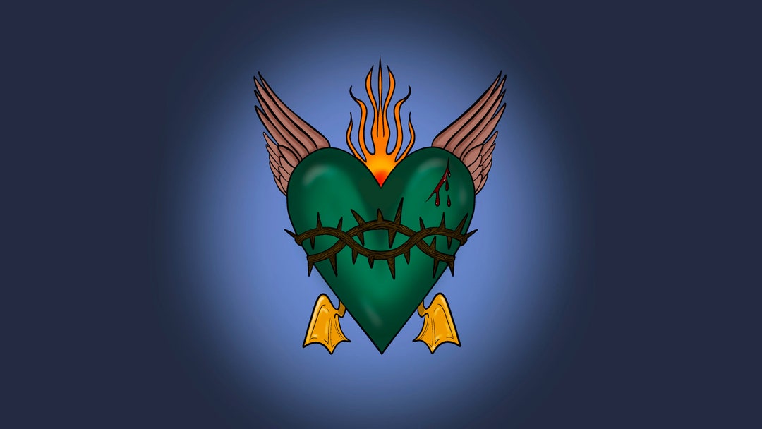 Duck Sacred Heart Digital Wallpaper - Etsy