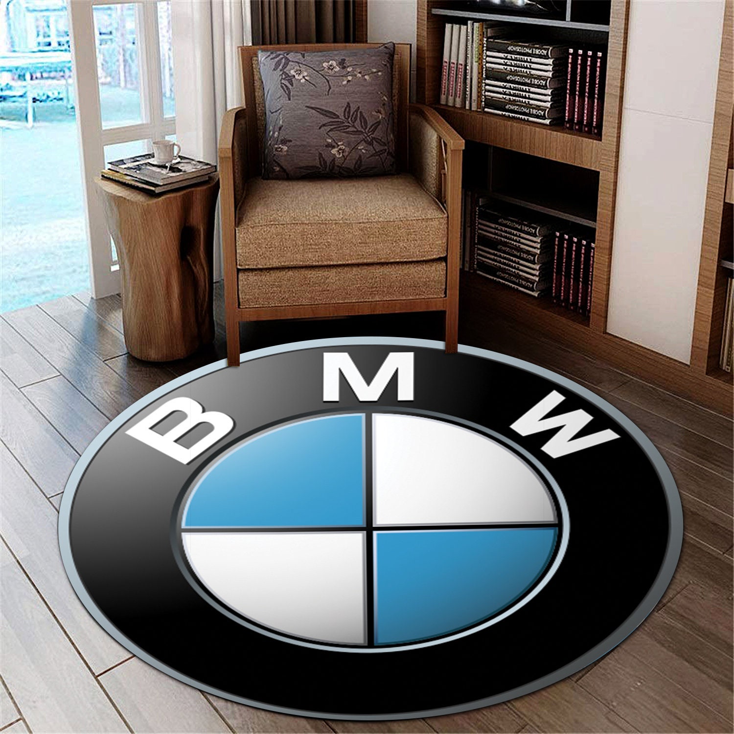 BMW Logo, BMW Round Rug, Round Carpet, Gamer Room Rug, Non Slip Round ...