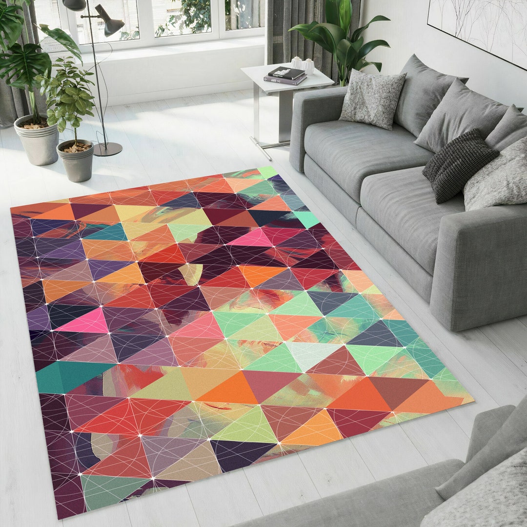 Colorful Patterned Rug Abstract Rug Area Rug With Abstract - Etsy