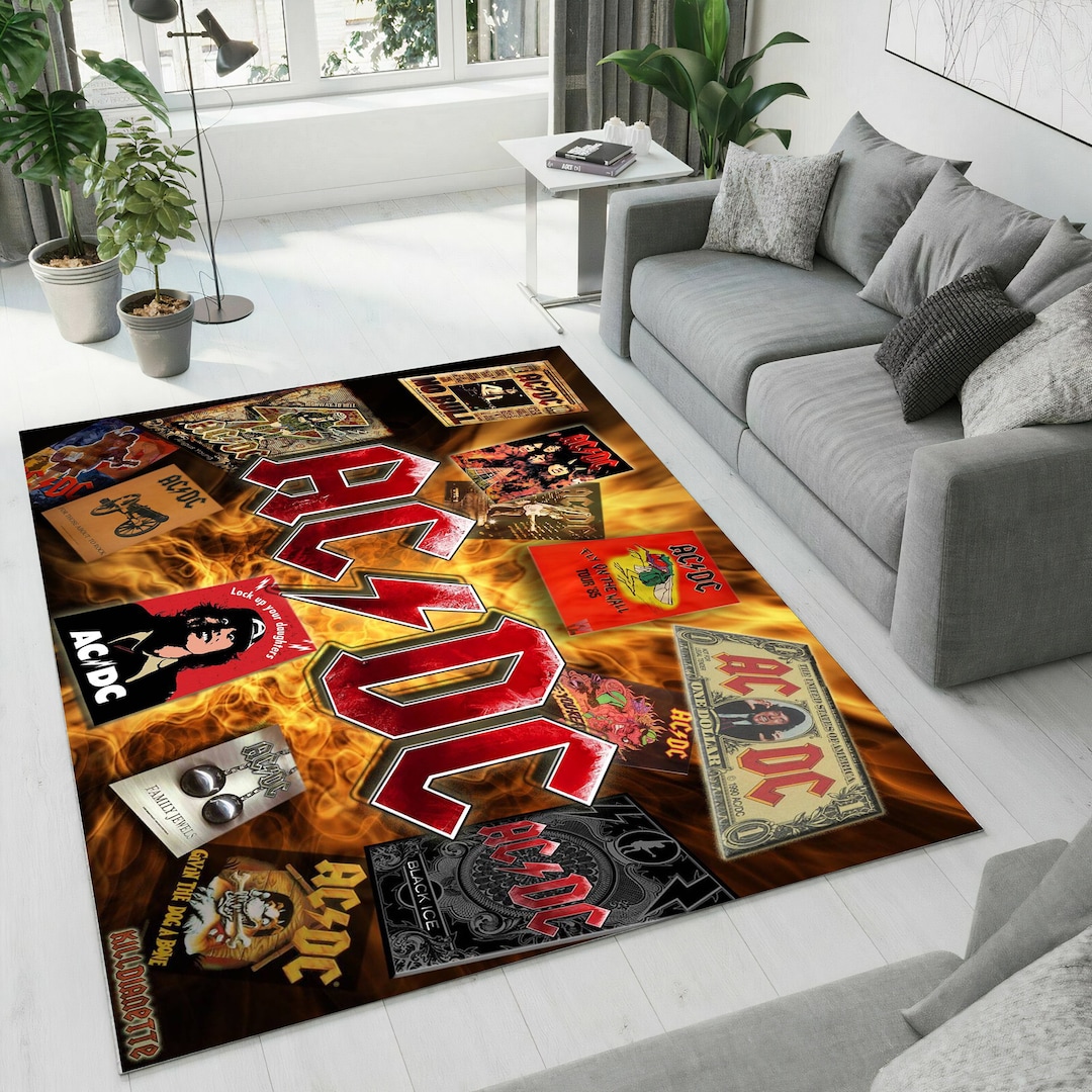 AC/DC, Ac/dc Rug, Rock Music Rug, Rock Music Gift, Rug for Living Room ...