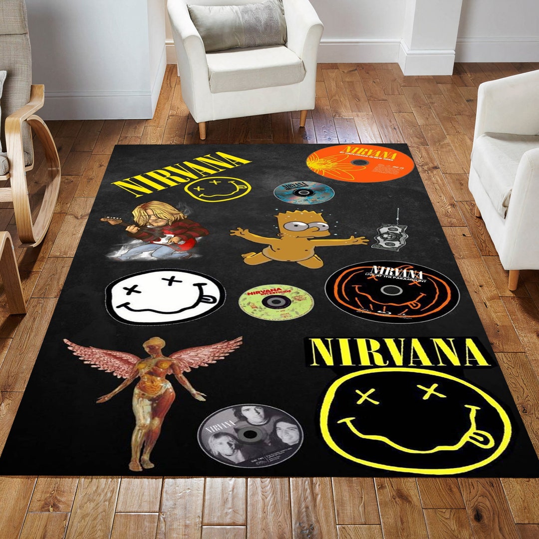 Nirvana, Nirvana Rug, Kurt Cobain Rug, Rock Music Rug, Rock Music Gift ...
