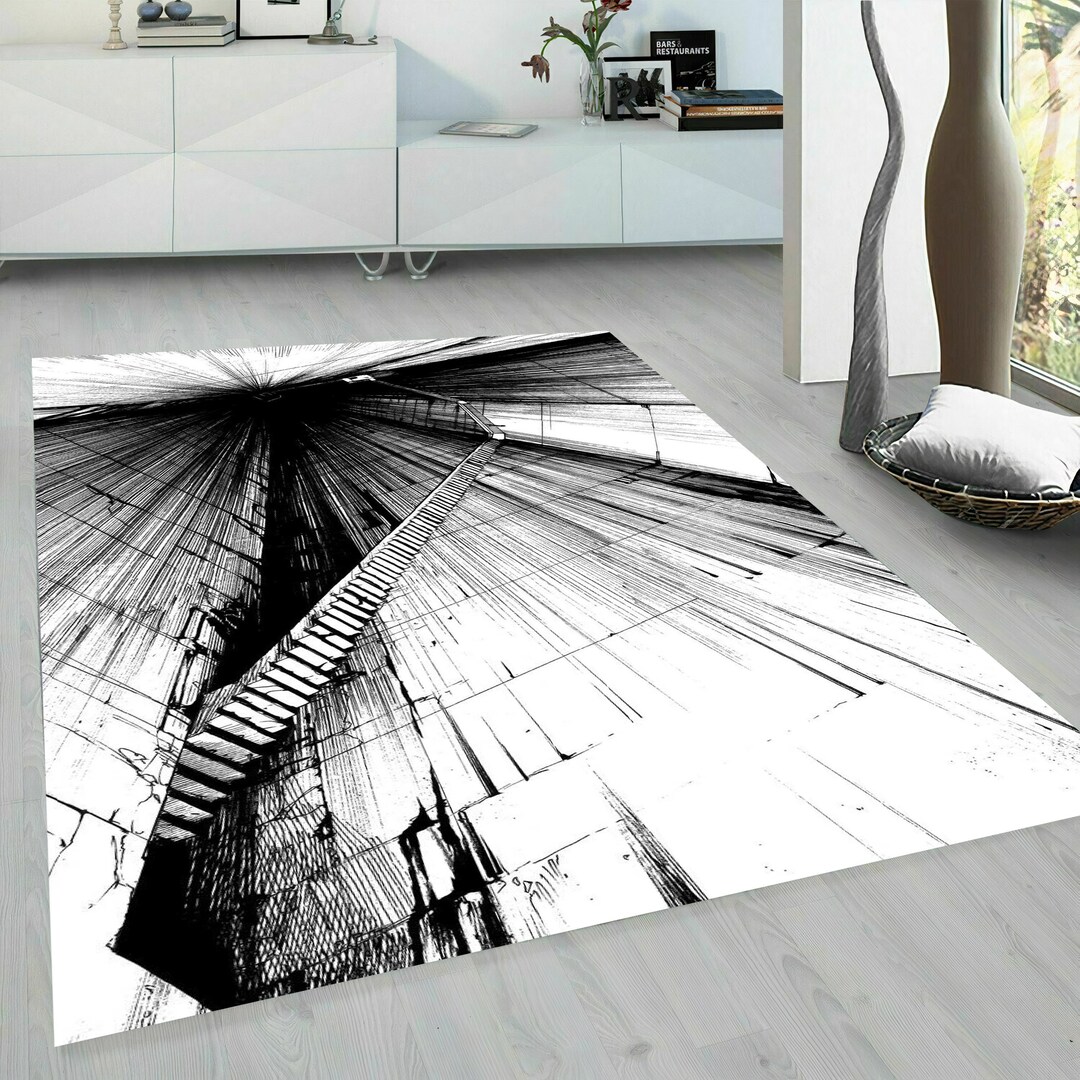 Black and White Art Rug, Aesthetic Rug, Abstract Rug, Area Rug With ...