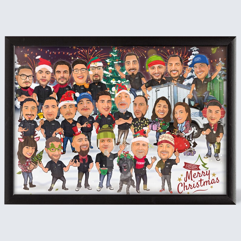 Custom Holiday Caricature: Family Christmas Cartoon Portrait (digital ...
