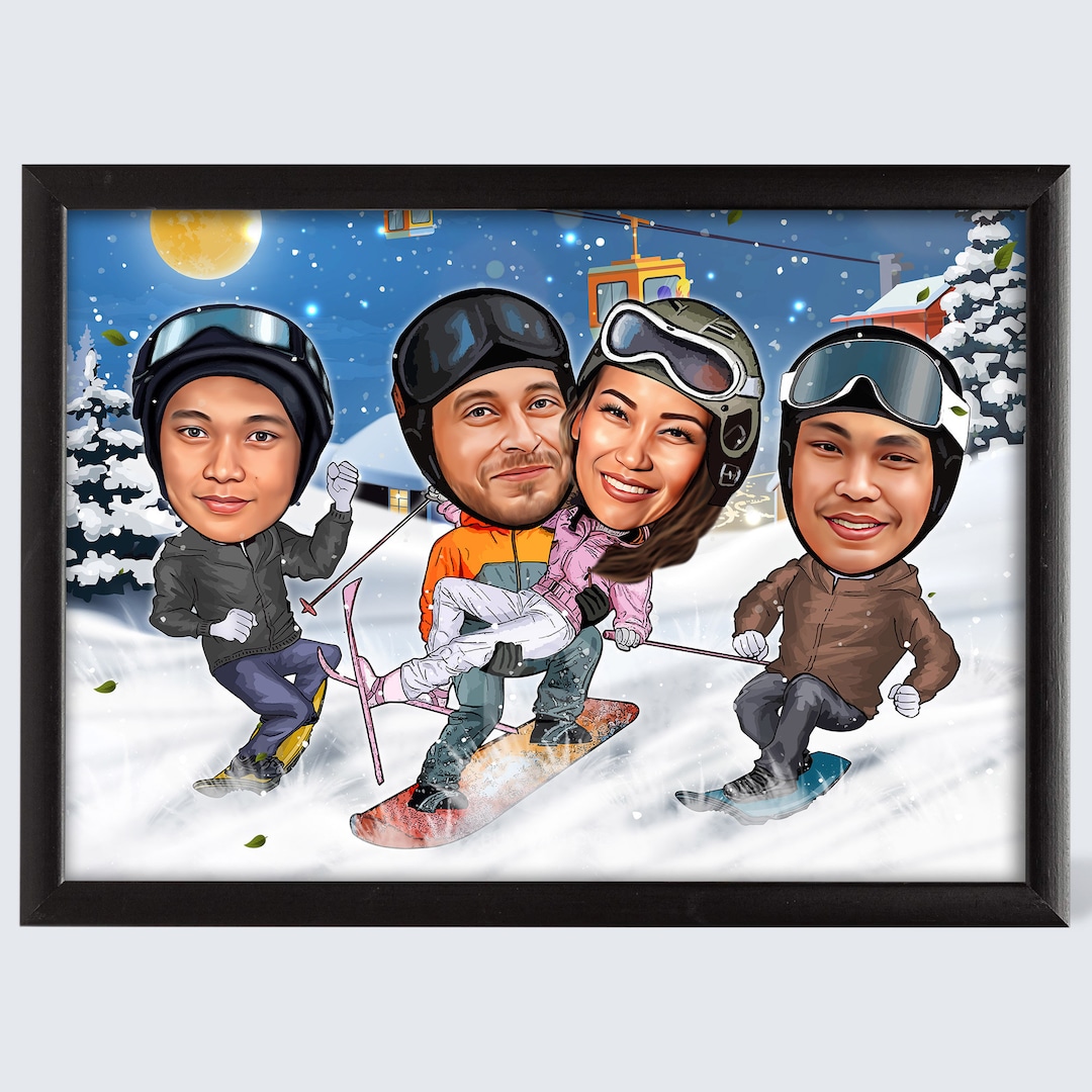 Custom Holiday Caricature: Family Christmas Cartoon Portrait (digital ...
