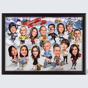Digital Portrait, Group Gift, Group Portrait, Caricature From Photo ...