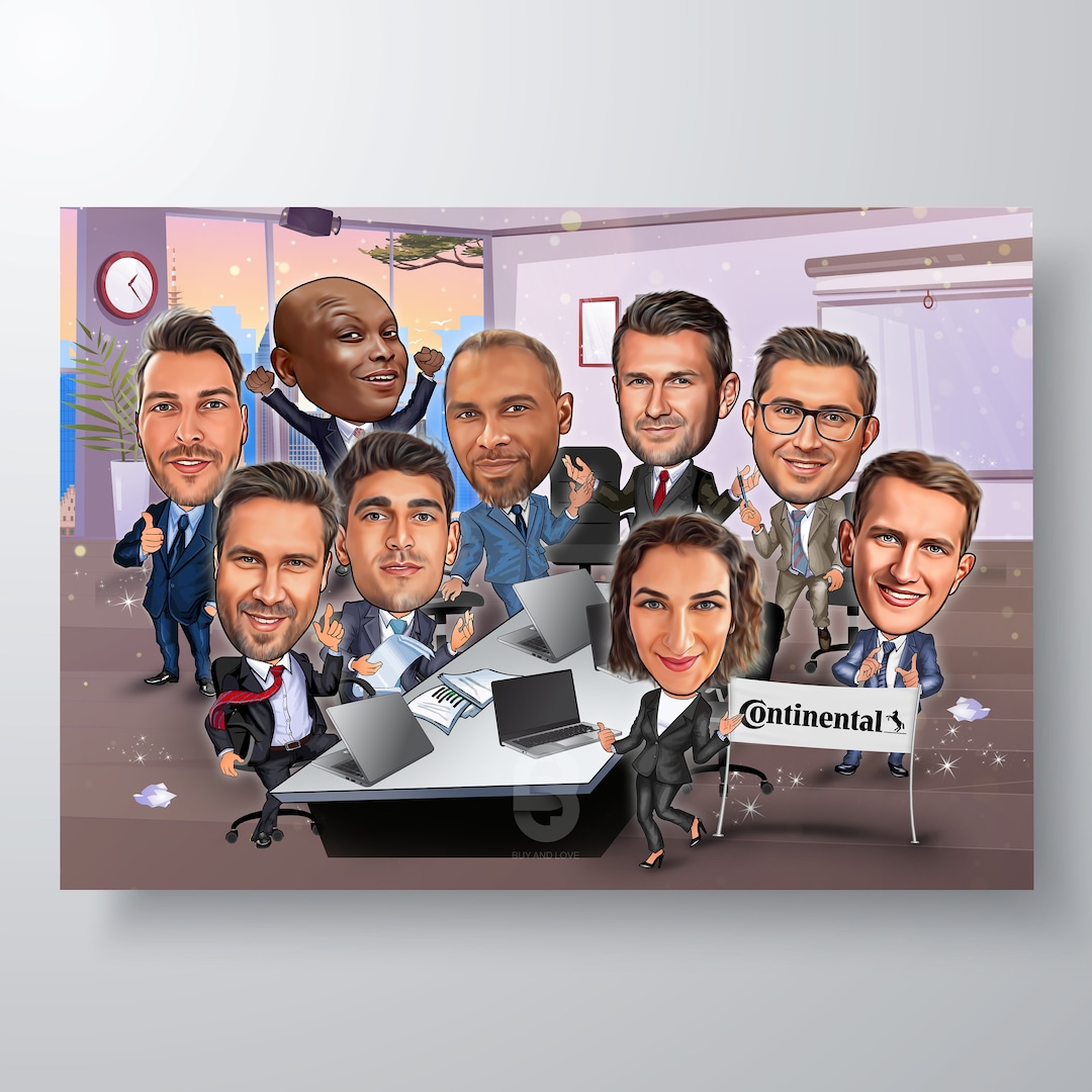 Digital Portrait, Group Gift, Group Portrait, Caricature From Photo ...