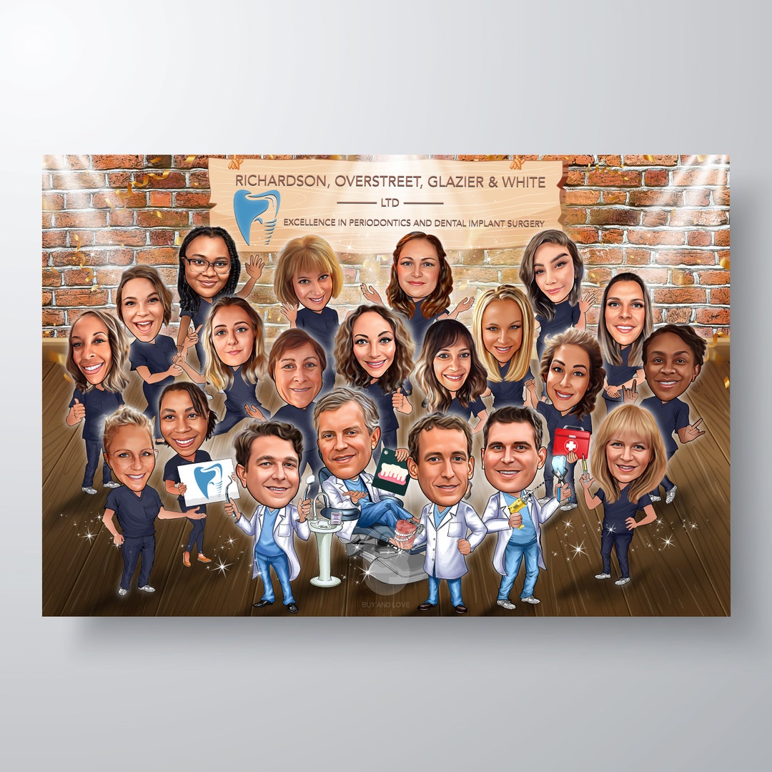 Custom Cartoon Group Portrait: Medical Staff Caricature (digital File ...