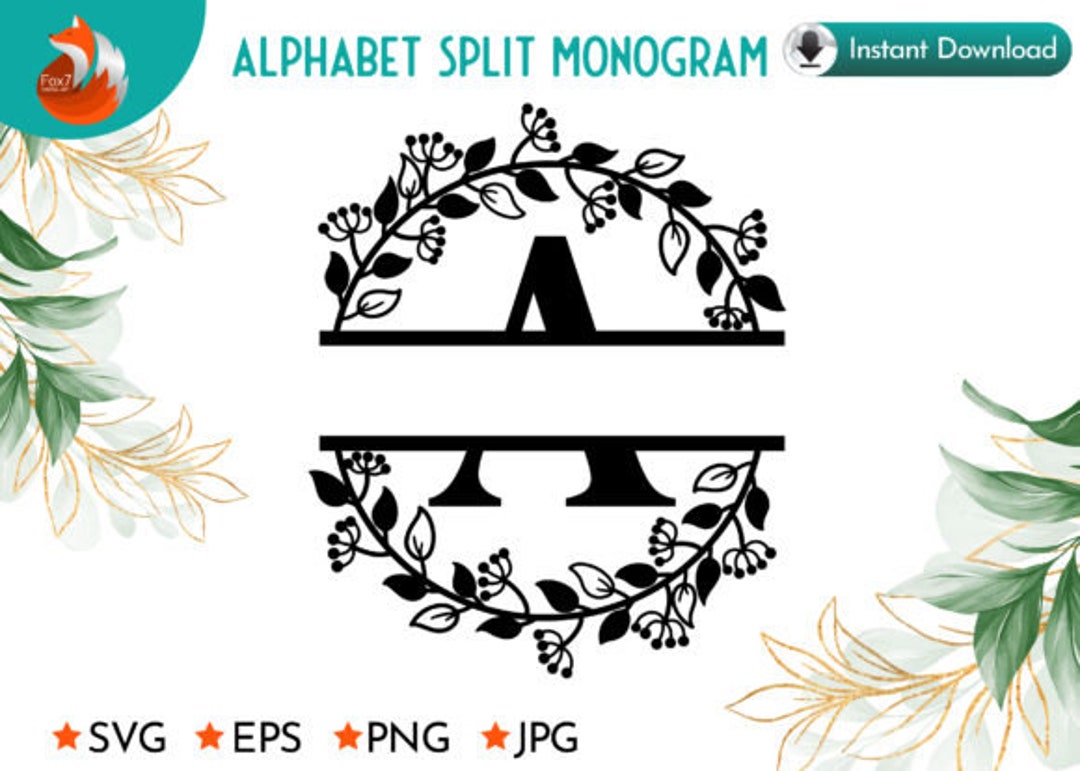 Split Monogram SVG/DXF/PNG, Split Monogram Frame Alphabet, Family ...