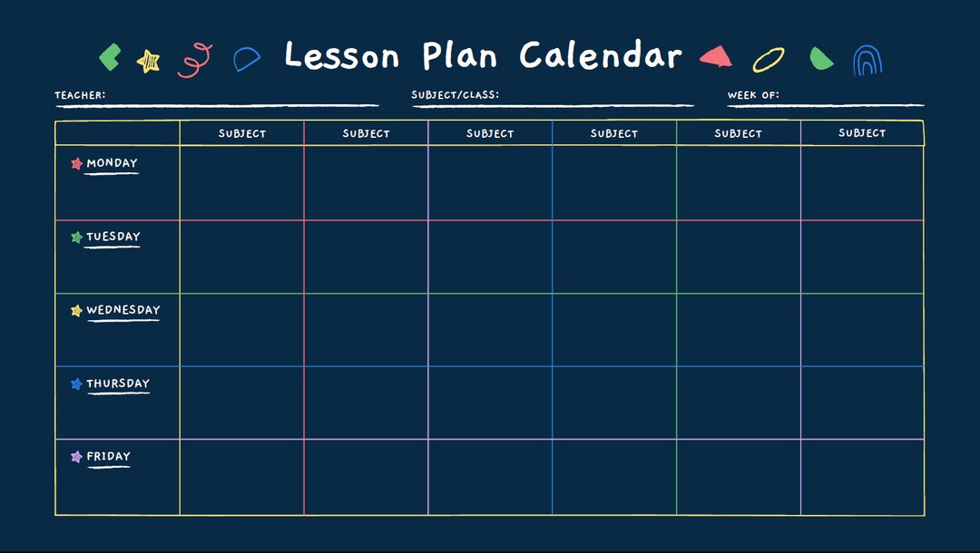 Lesson Plan Calendar - Etsy