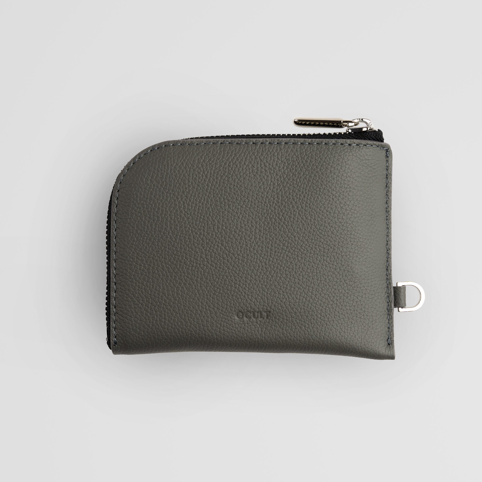 Minimalist Grey Leather Zip Wallet for Men and Women - Etsy