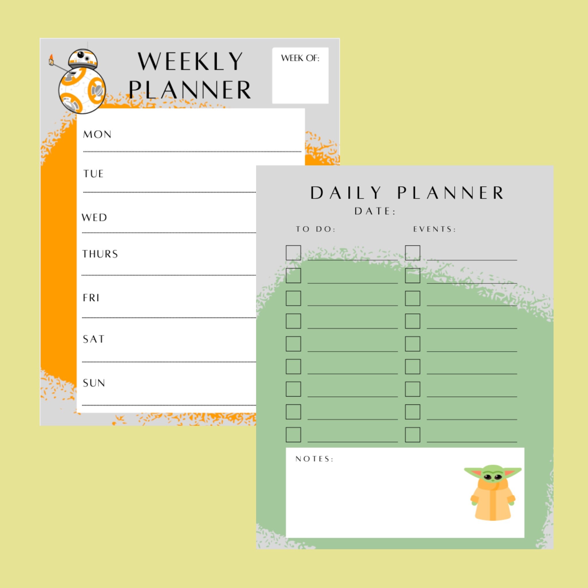 Printable/downloadable Star Wars Baby Yoda Planner - Etsy