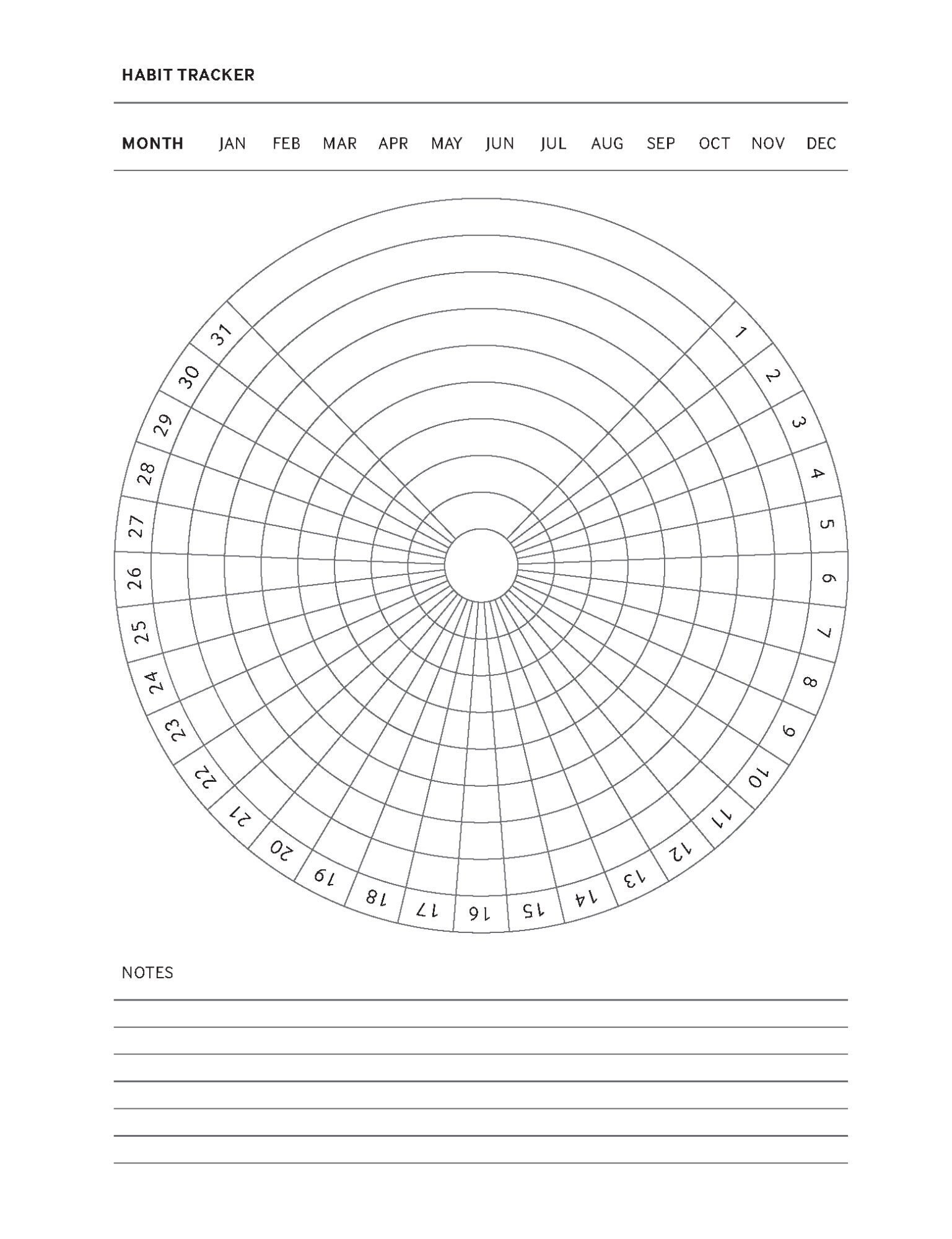 Habit Wheel Tracker option 1 Planner Add On - Etsy