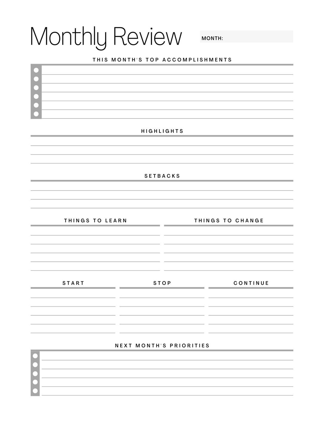 Monthly Review Planner Add On - Etsy