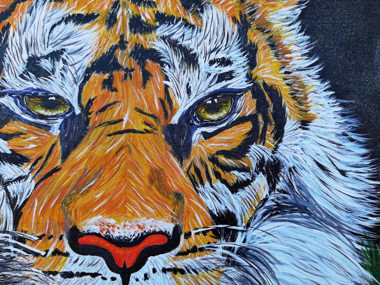TIGER in THE SUNSET, 26 "x 18", Acryl-Malerei auf Leinwand, Original ...