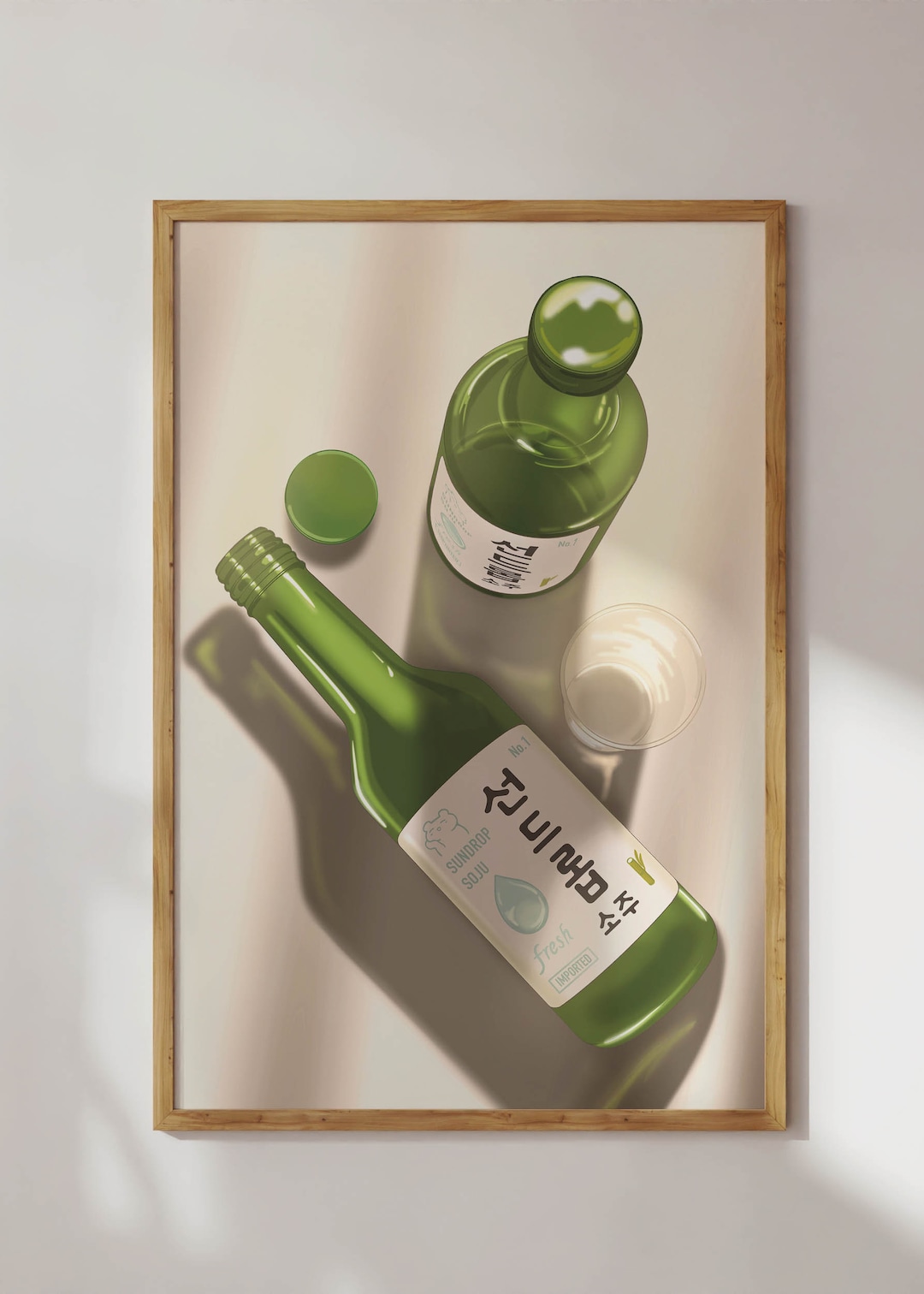 Soju Bottle 11"x14" Poster | Soft, Aesthetic Illustration, Bujo, Wall ...