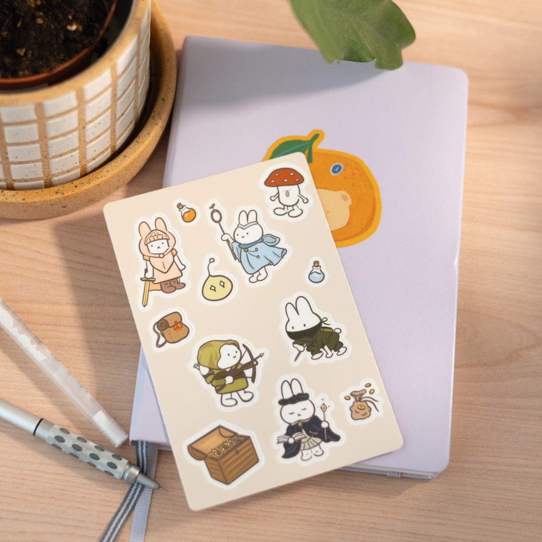 Dungeoning Rabbit Sticker Sheet | Waterproof, Waterbottle Decoration ...