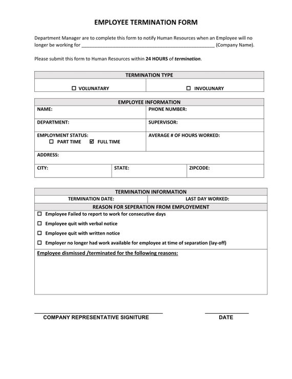Free Termination Form