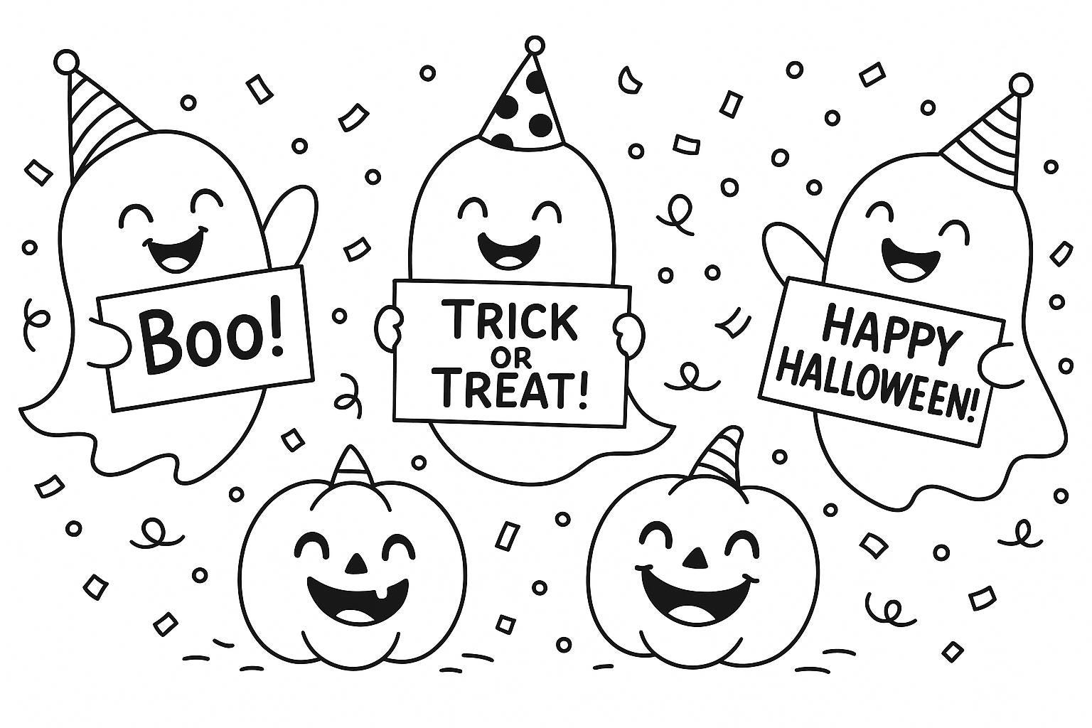 Halloween Coloring Pages for Kids – Cute Ghost, Pumpkin, Witch (PDF ...