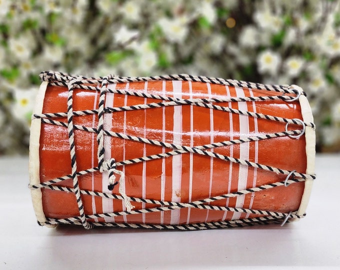 Indian Wooden Multi-color Mini Dholak Rope Tuned Dhol Handmade Wooden ...