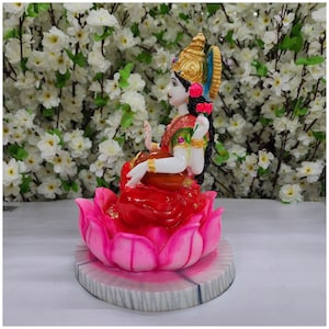 Lakshmi Goddess Statue Sitting Laxmi on Lotus Lakshmi Idol Hindu ...