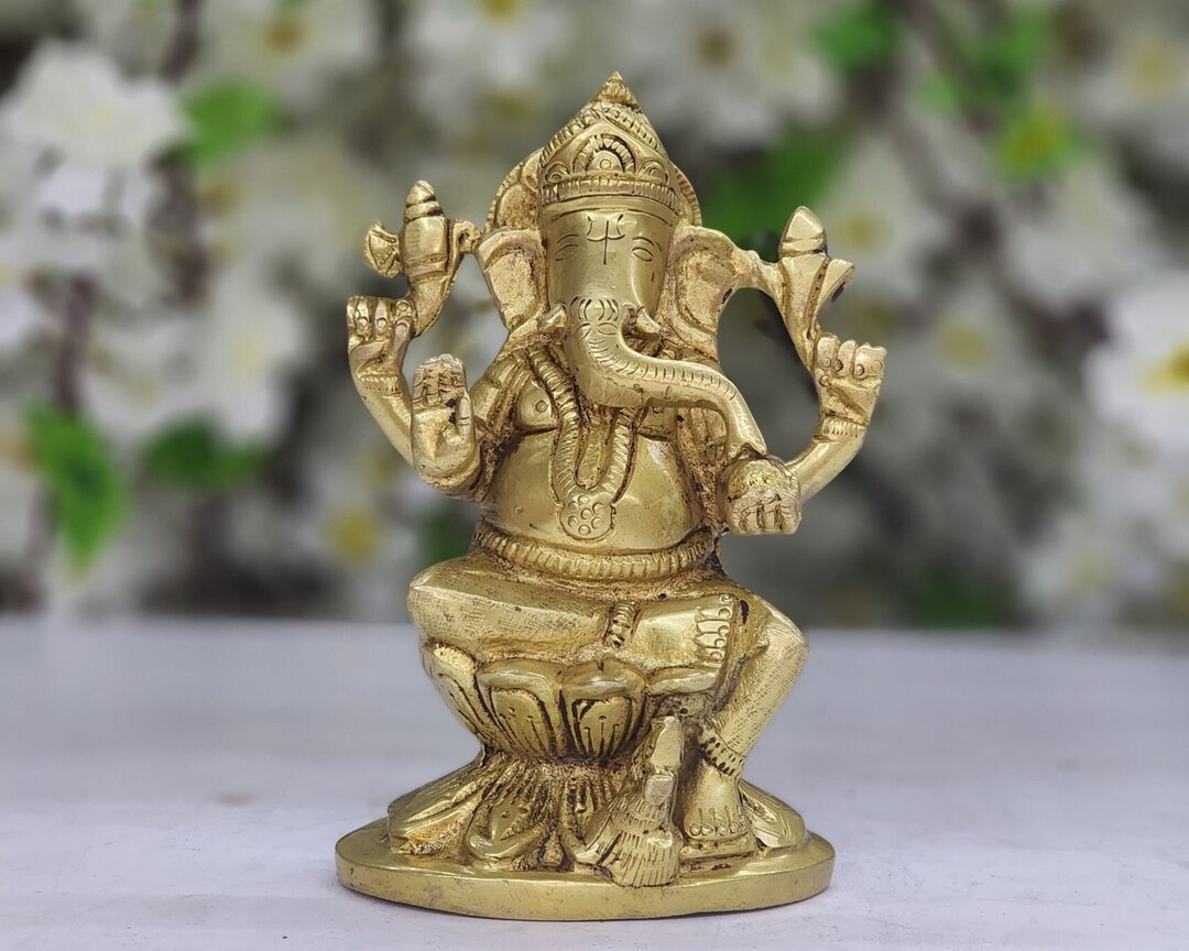 Lord Ganesha Statue Indian God Statue Ganesha Idol in Brass God Luck ...
