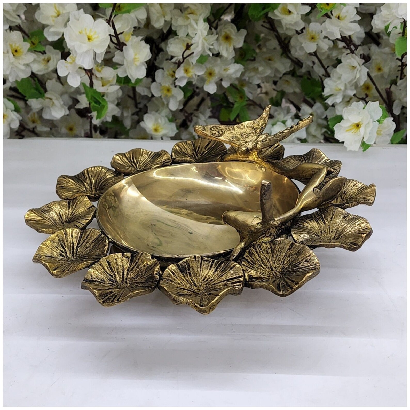 Brass Flower & Birds Urli Centre Table Decor Urli Bowl Flower - Etsy