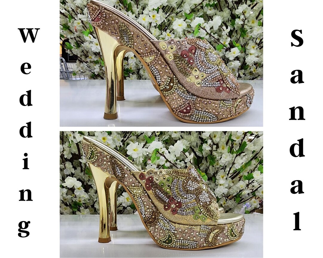 Indian Bridal Sandal Bridal High Heels Wedding Wedge Bridesmaid Heels ...