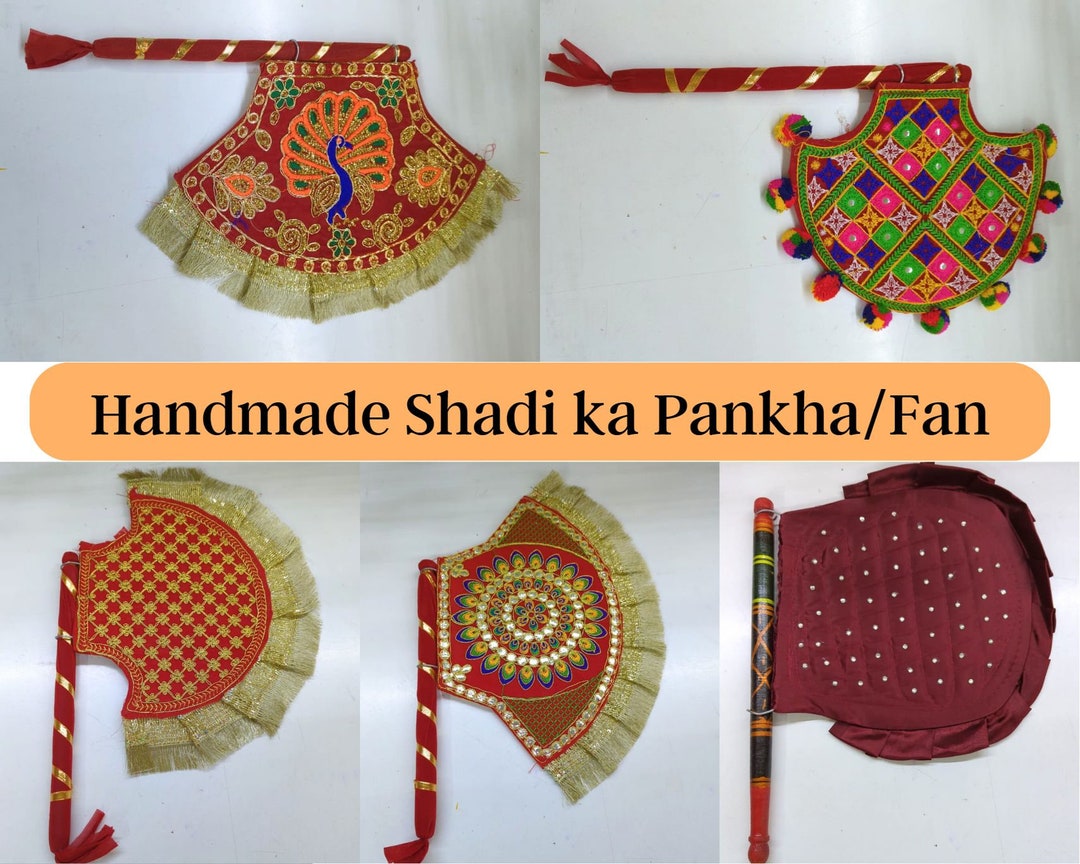 Vintage Style Indian Hand Fan Made of Wood and Fabric Decorated Hand ...