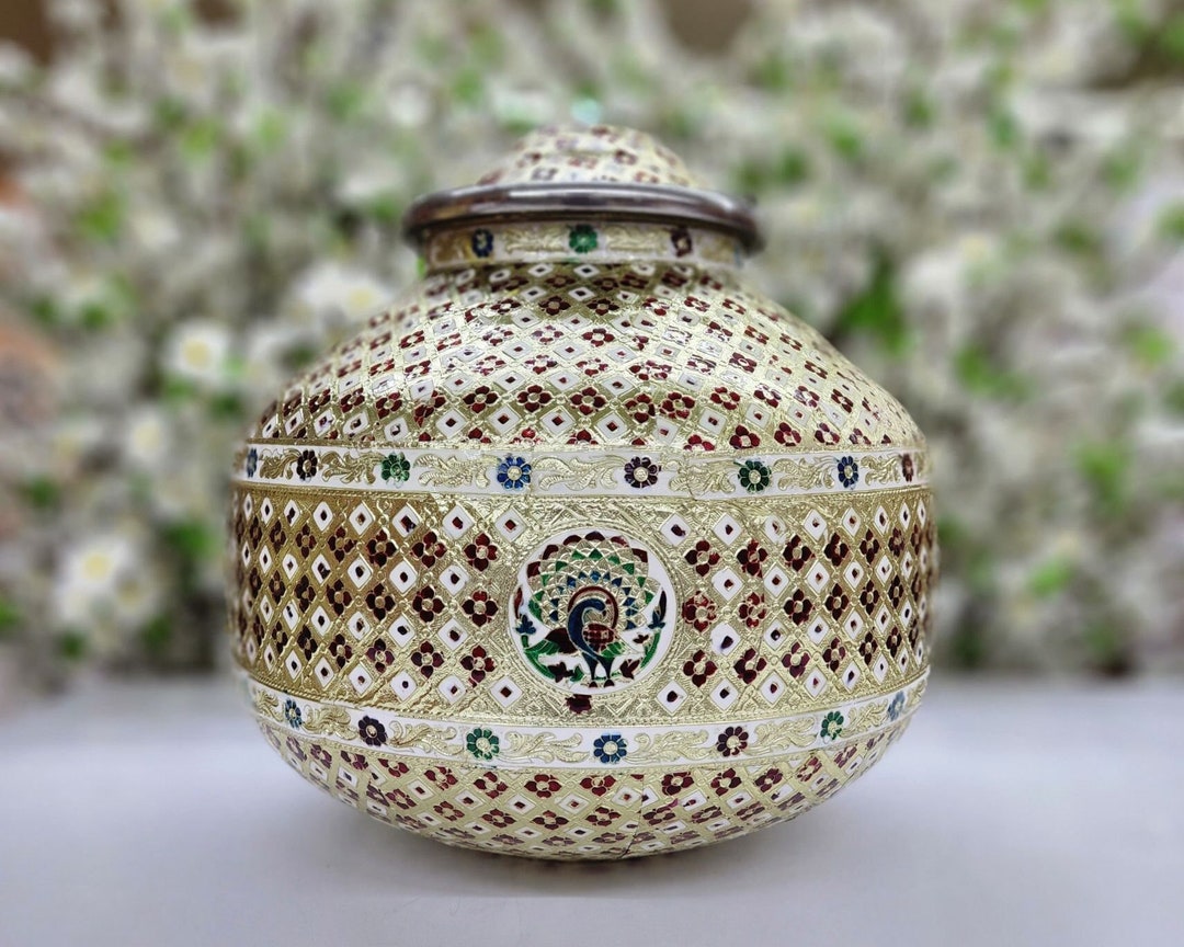 Buy Decorated Mammat Stainless Steel Matka With Lid Water Pot ...