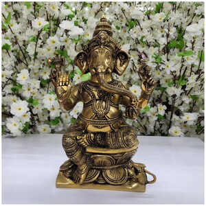 Lord Ganesha Statue Brass Large Ganesha Idol Indian Handmade Ganesha ...
