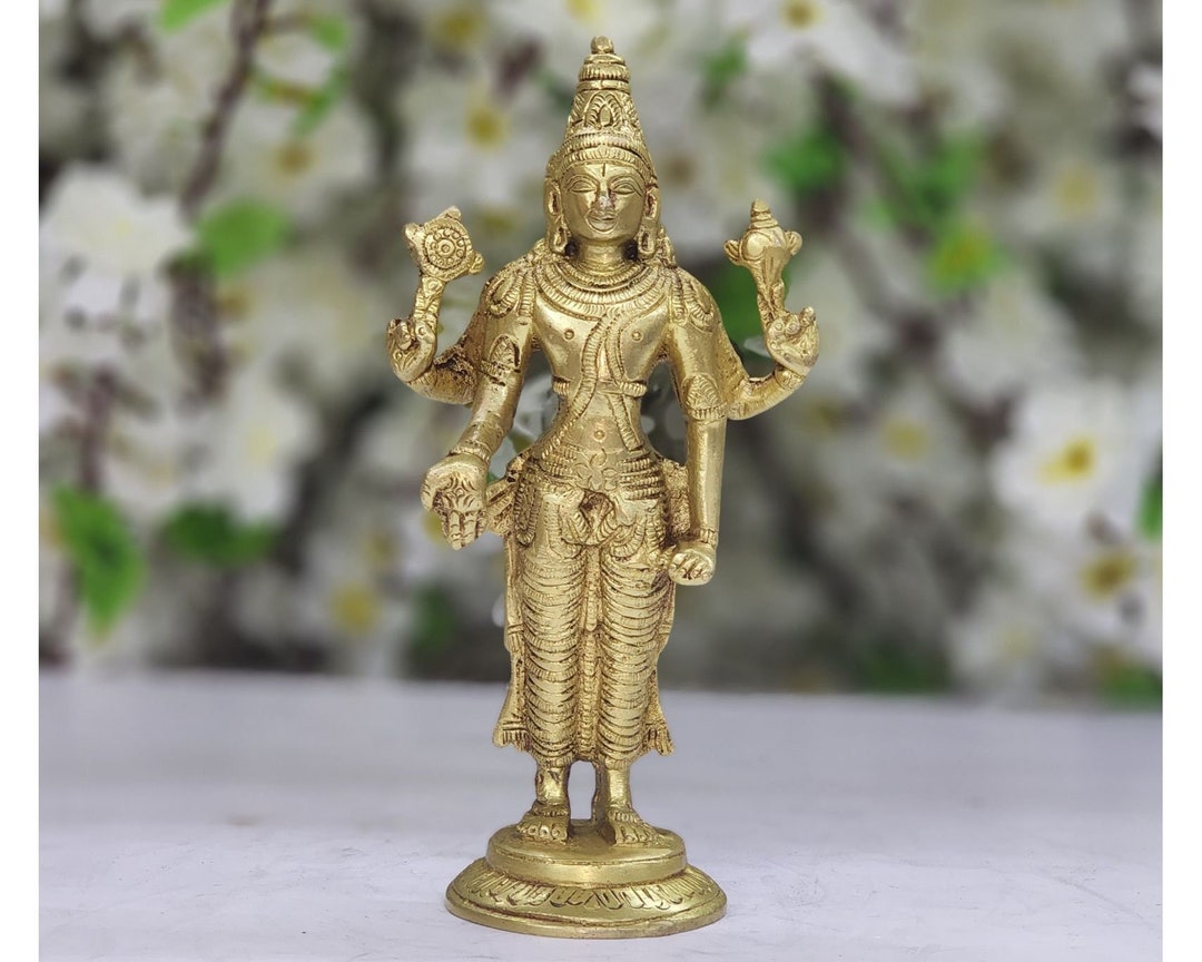 Lord Vishnu Statue in Brass Indian God Statue Vishnu Idol Hindu God ...