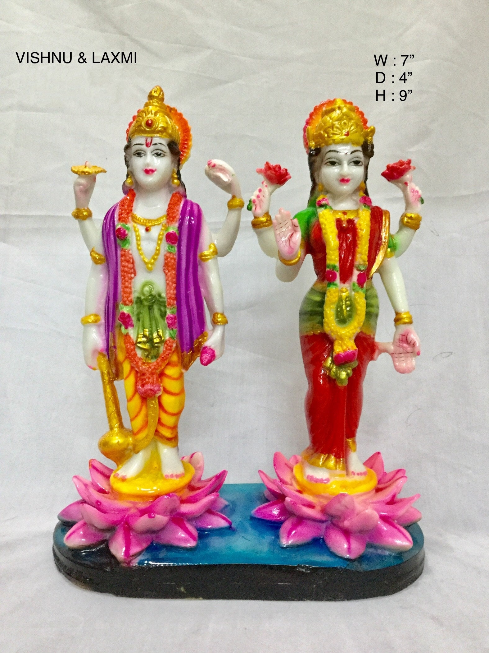 Lakshmi Narayan Idol In Resin Standing Vishnu Lakshmi Statue Laxmi
