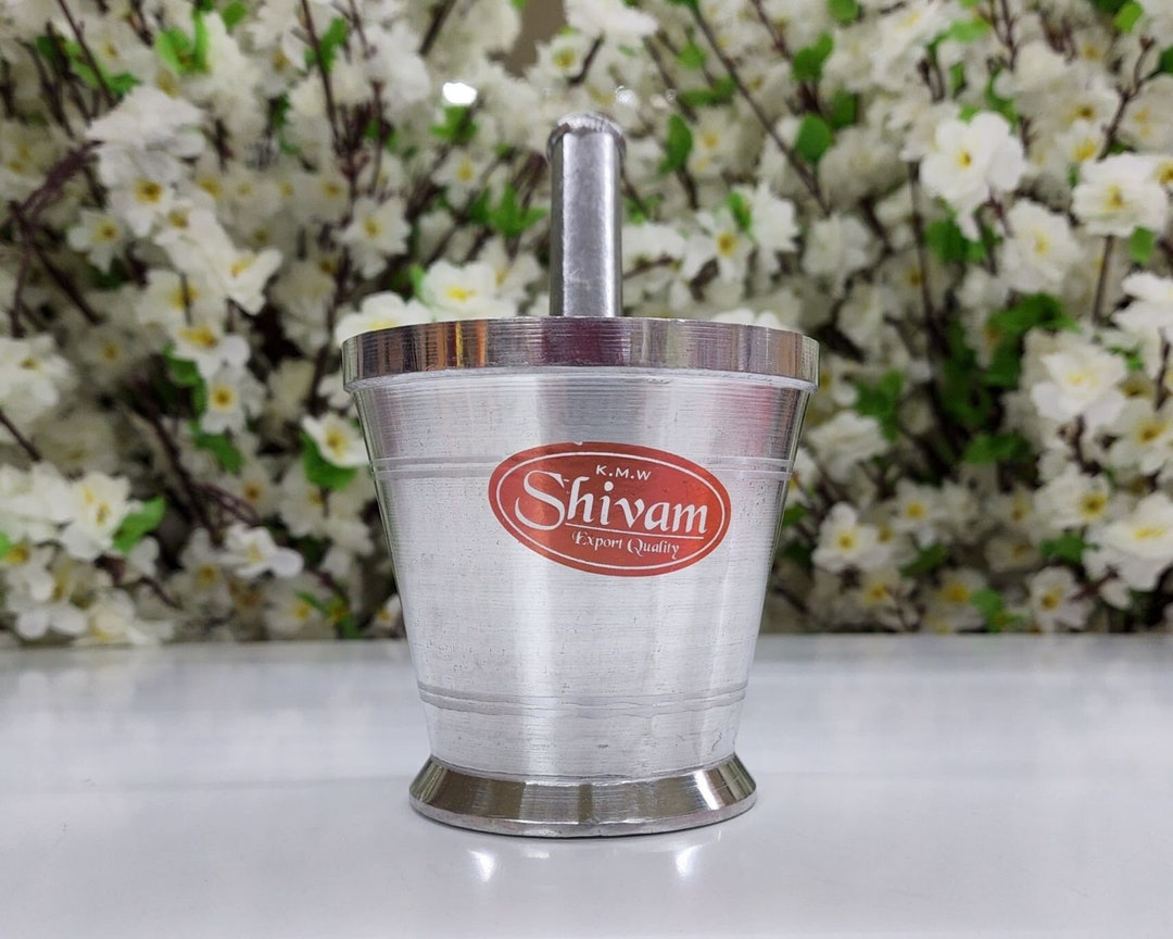 Mortar and Pestle Set Aluminum Mortar and Pestle Indian Traditional ...